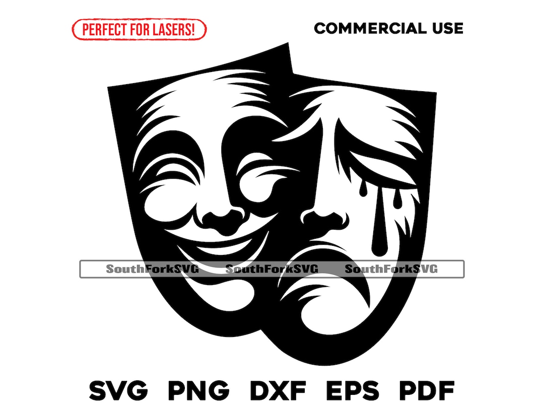 Laughing Crying Masks Svg Png Dxf Eps Pdf | Vector Graphic Design Cut ...
