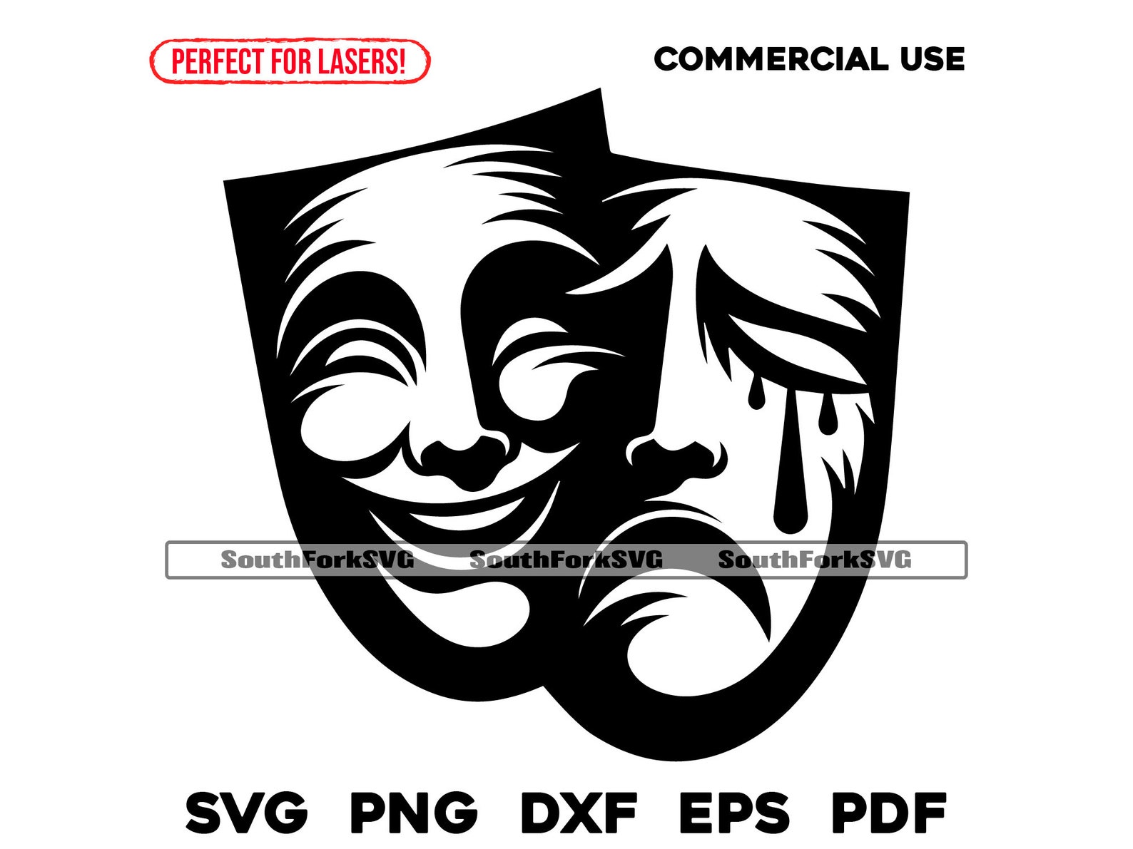 Laughing Crying Masks Svg Png Dxf Eps Pdf Vector Graphic Design Cut ...
