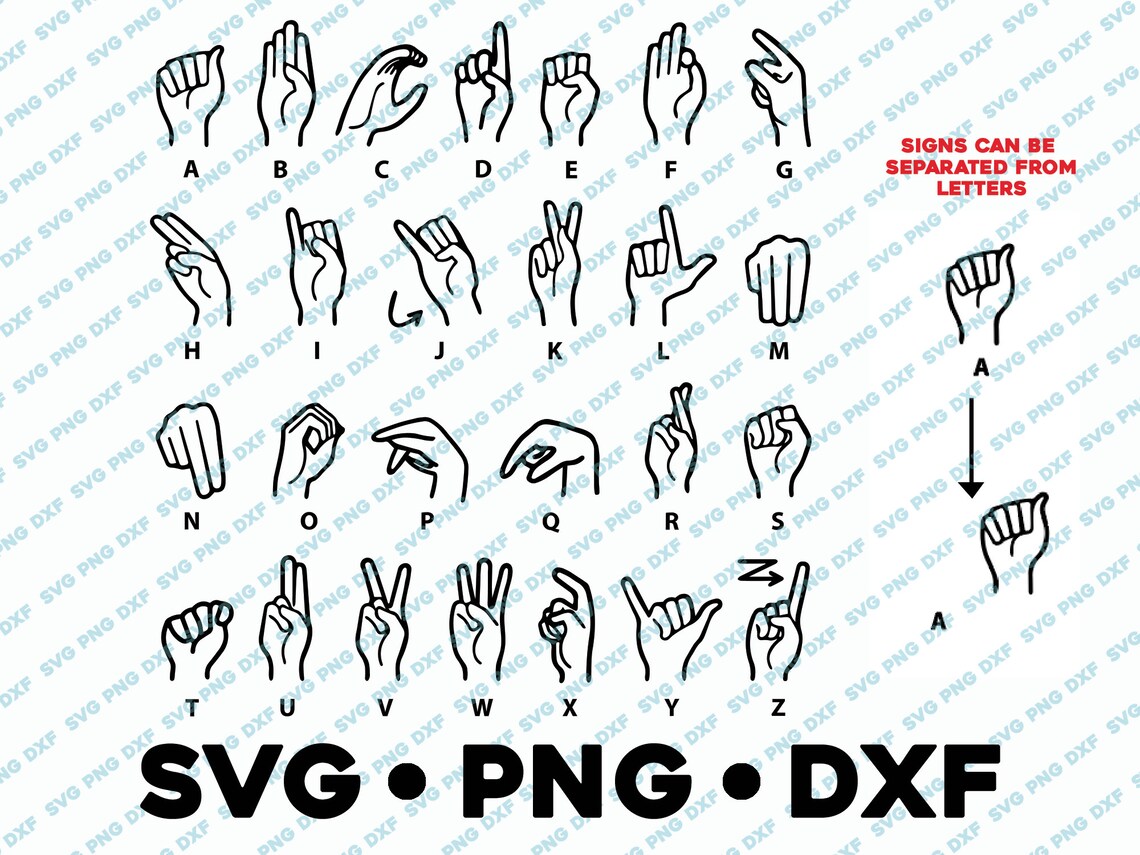 American Sign Language Alphabet SVG PNG DXF Cut File Cricut | Etsy