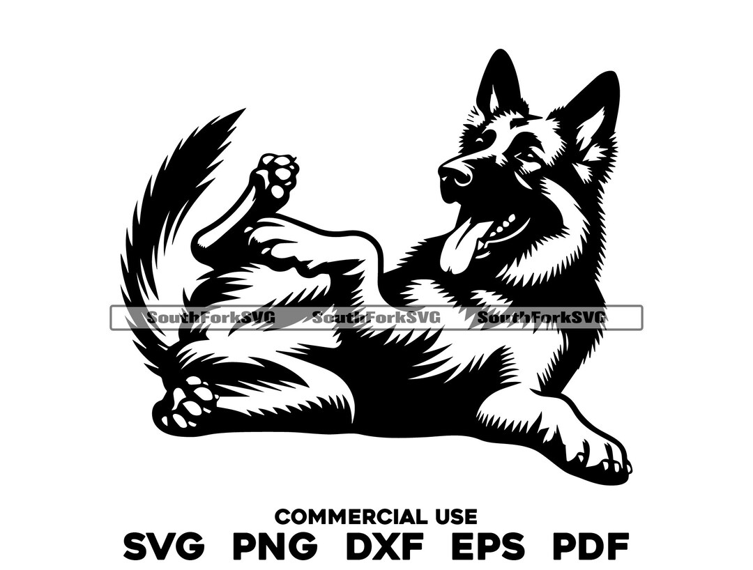 German Shepherd Laying Svg Png Dxf Eps Pdf Vector Graphic Cut File ...
