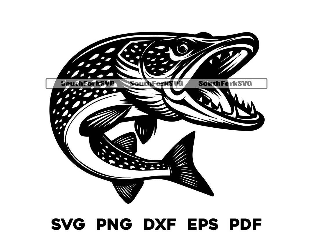 Northern Pike Svg Png Dxf Eps Pdf Laser Cnc Vinyl Cut Print Dye Sub ...