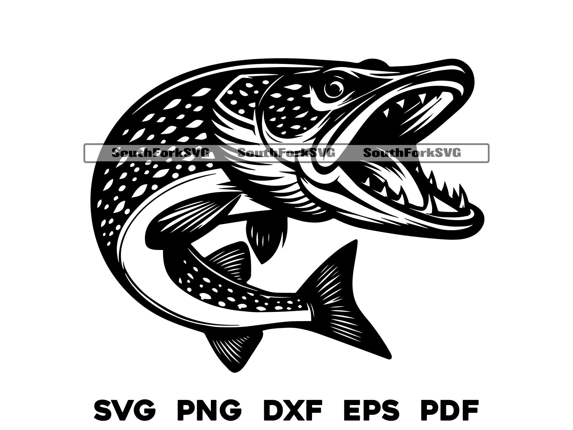Northern Pike Svg Png Dxf Eps Pdf Laser Cnc Vinyl Cut Print Dye Sub ...