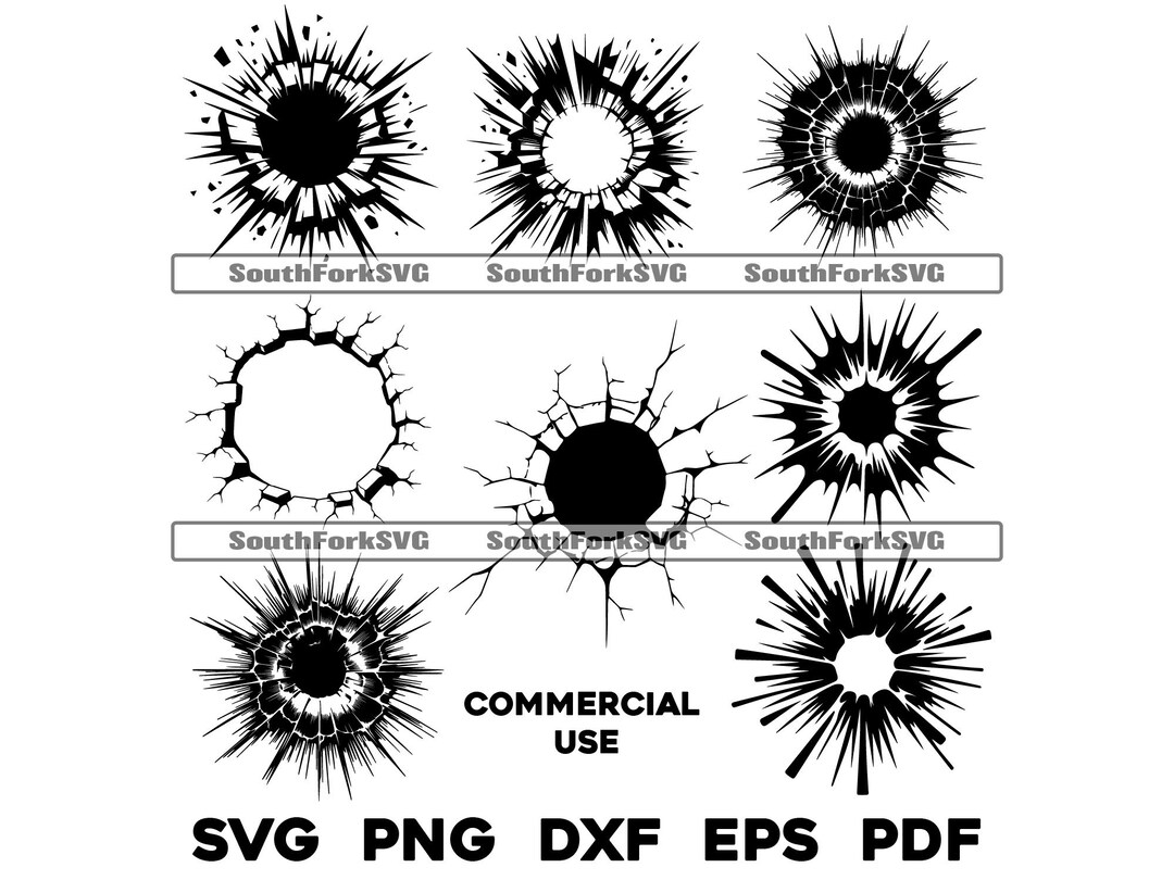 Cracked Hole in Wall Bundle Svg Png Dxf Eps Pdf | Vector Graphic Cut ...