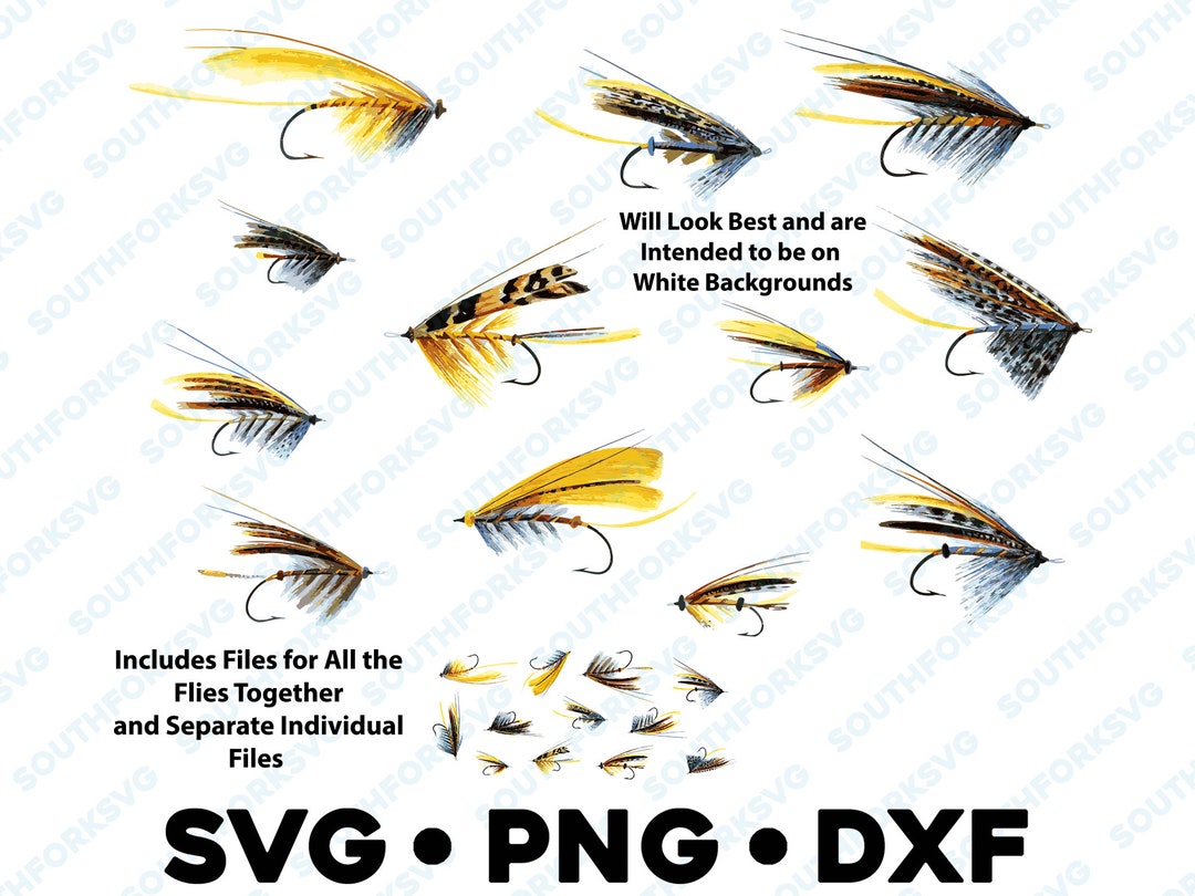 Dry Fly Colored Vectorized Bundle SVG PNG DXF Transparent Graphic ...