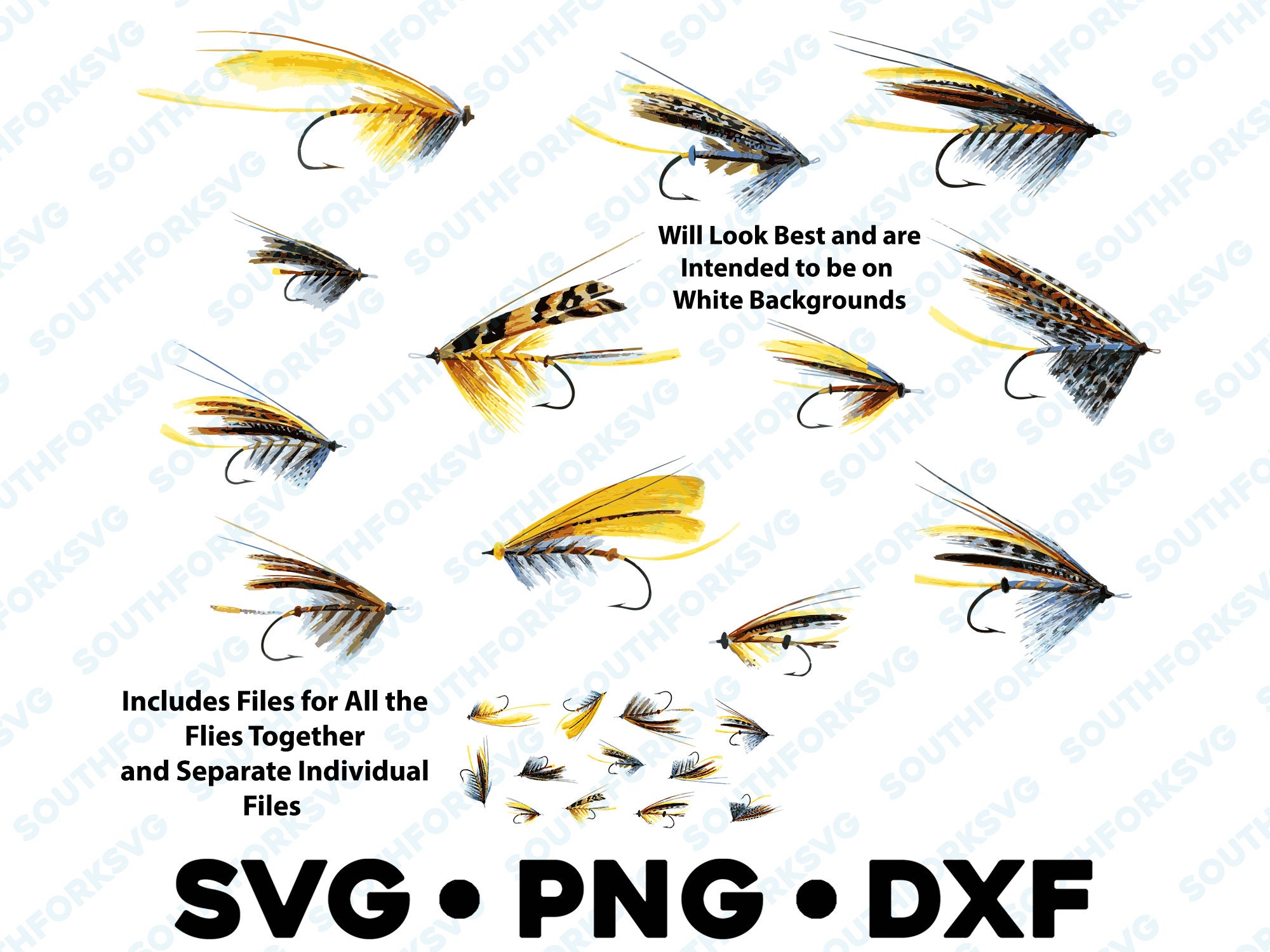 Dry Fly Colored Vectorized Bundle SVG PNG DXF Transparent Graphic ...