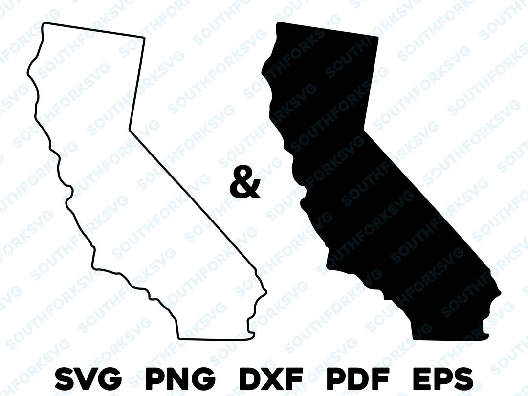 Simple California State Silhouette & Outline Shapes Svg Png Dxf Pdf Eps ...