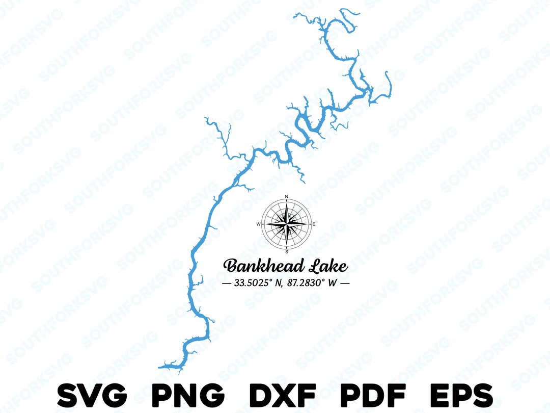 Bankhead Lake Alabama Map Shape Silhouette Svg Png Dxf Pdf Eps Vector ...