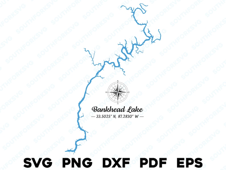 Bankhead Lake Alabama Mapa Forma Silueta svg png dxf pdf eps vector ...