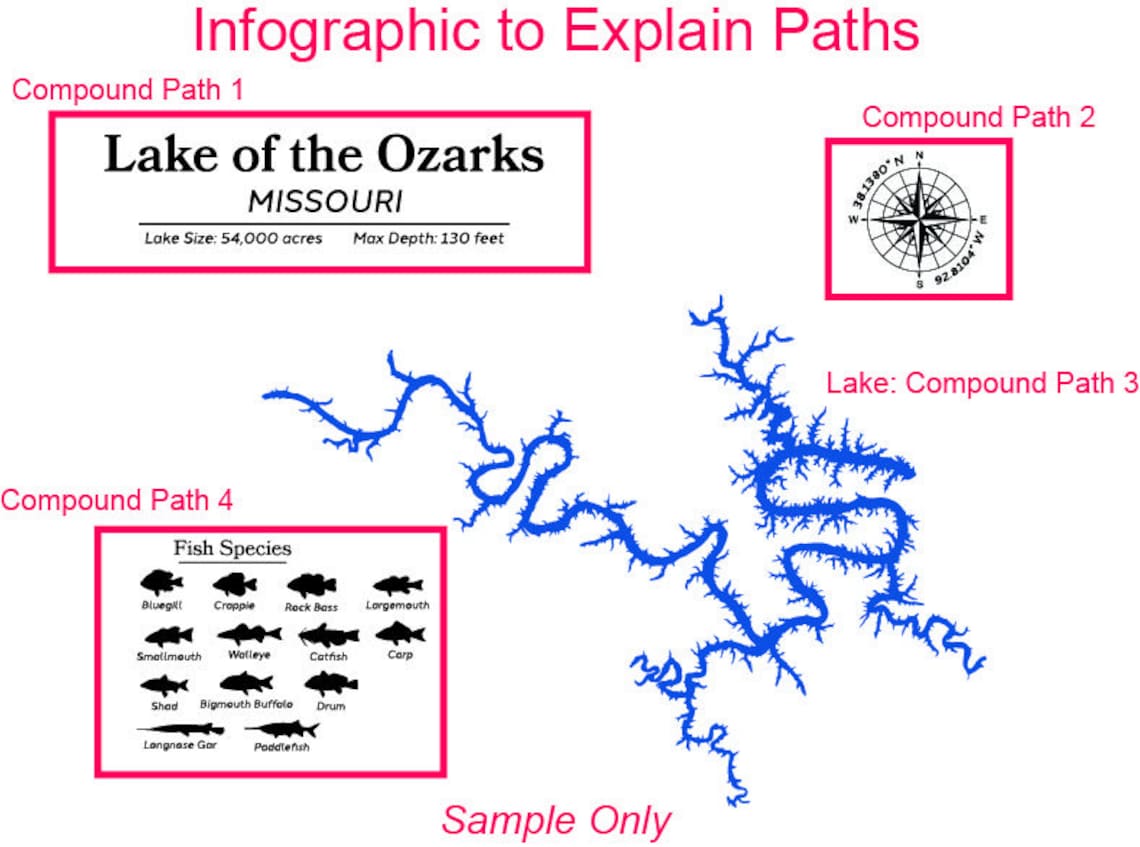 Lake Wedowee Alabama Map Data, Fish Species | Laser Ready CNC Print Dye ...