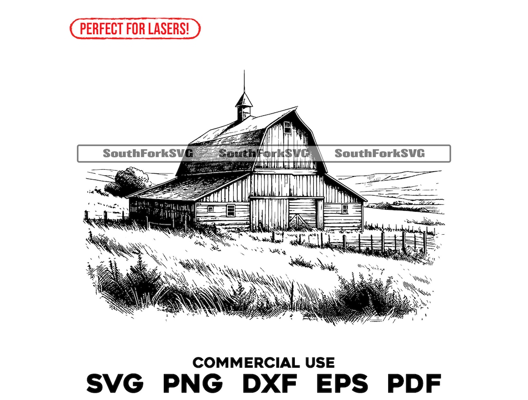 Laser Engrave File Barn Scene | Svg Png Dxf Eps Pdf | Transparent ...