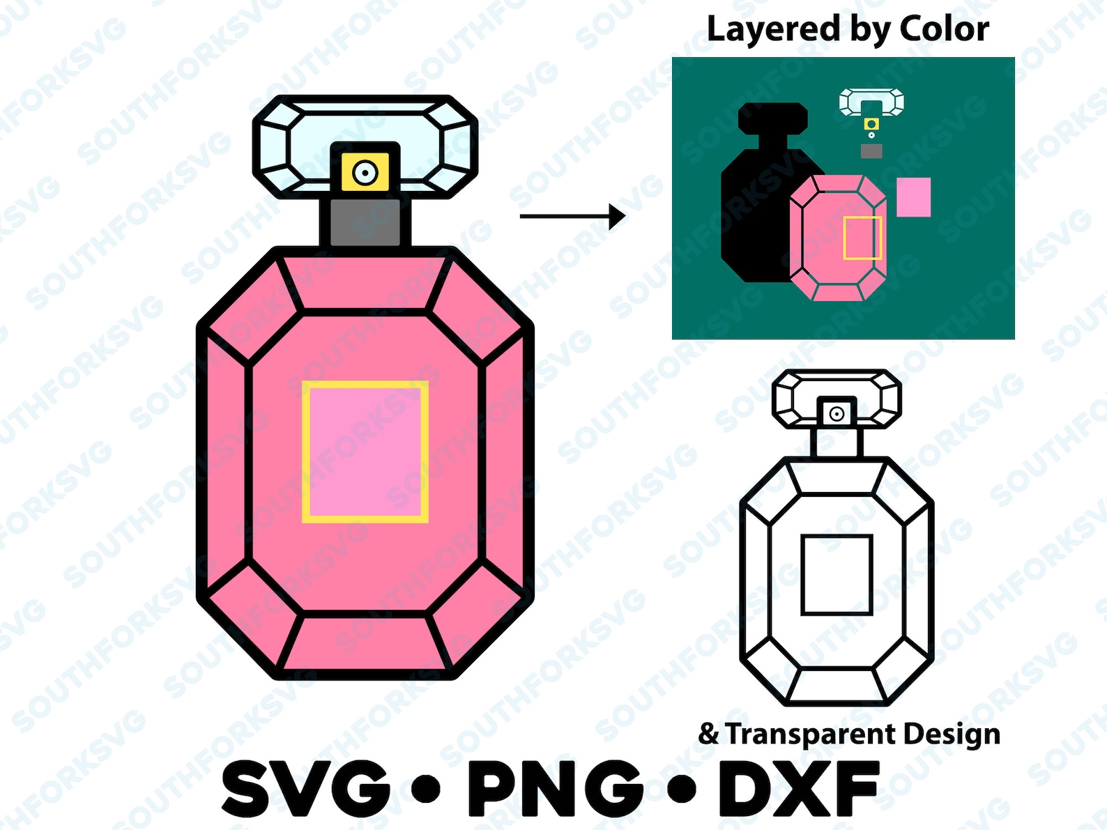 Perfume Bottle SVG PNG DXF Layered by Color Cut File Clip Art - Etsy