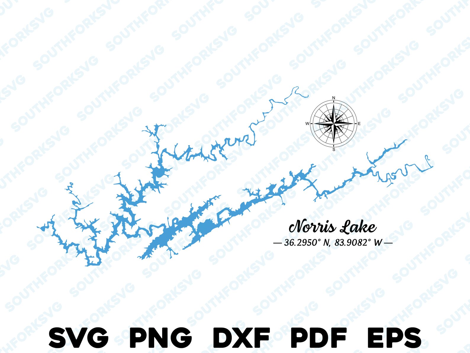 Norris Lake Tennessee Map Shape Silhouette Svg Png Dxf Pdf Eps - Etsy