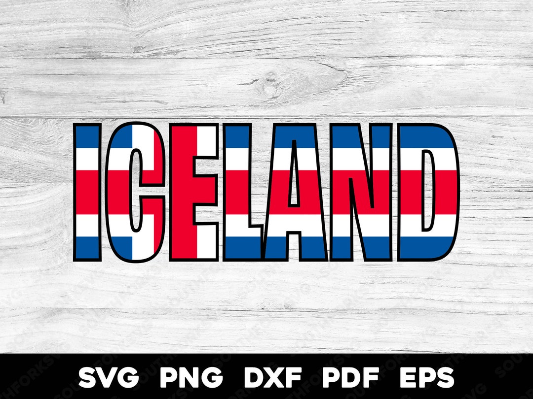 Iceland Icelandic Flag Name Design | Svg Png Dxf Eps Pdf | Vector ...