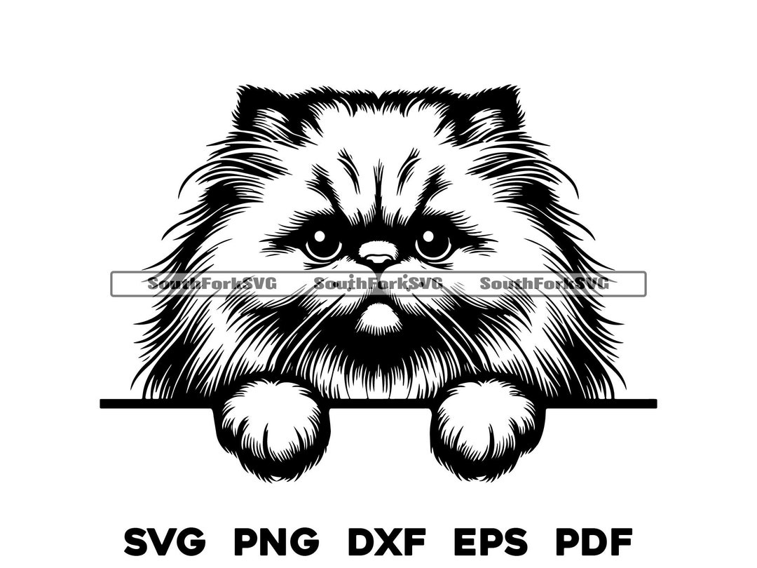 Peeking Persian Cat Head Vector Design | Svg Png Dxf Eps Pdf | Vector ...