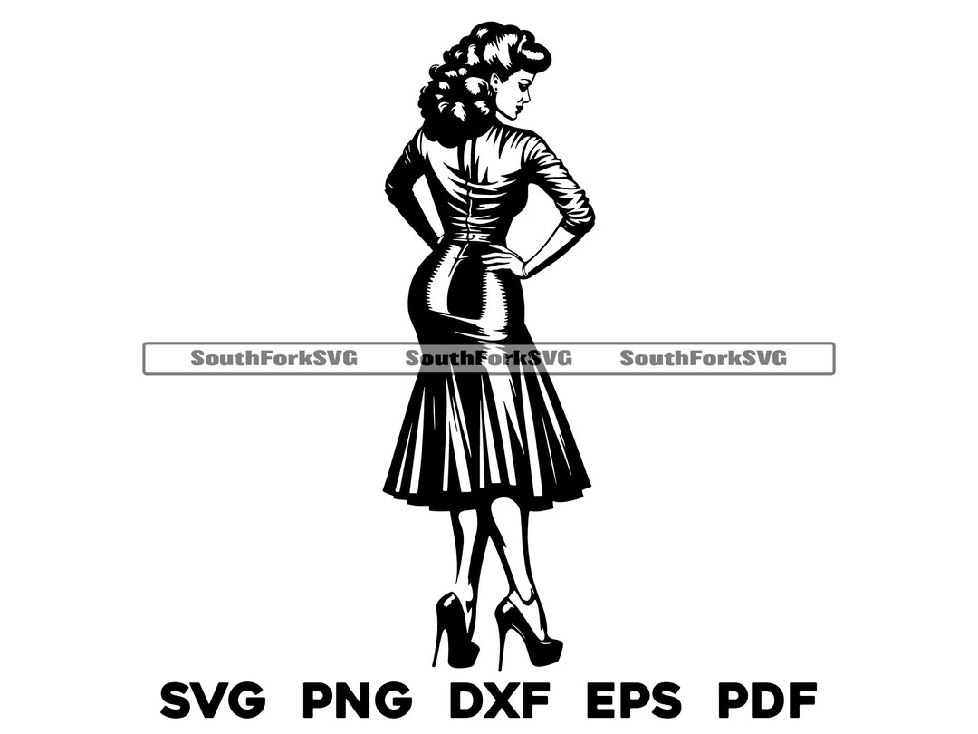 Pinup Girl 1950's Woman Svg Png Dxf Eps Pdf Files | Cut Print Laser ...