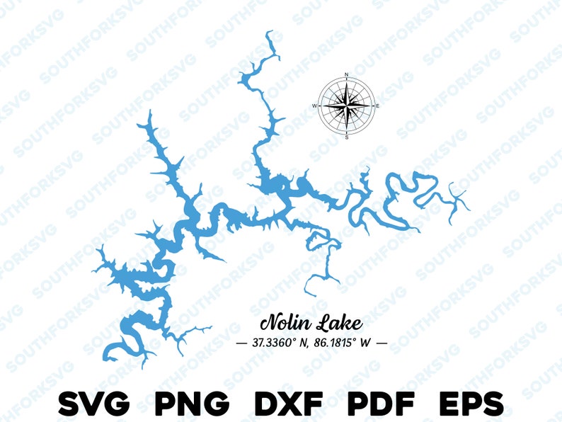 Nolin Lake Kentucky Map Shape Silhouette Svg Png Dxf Pdf Eps - Etsy