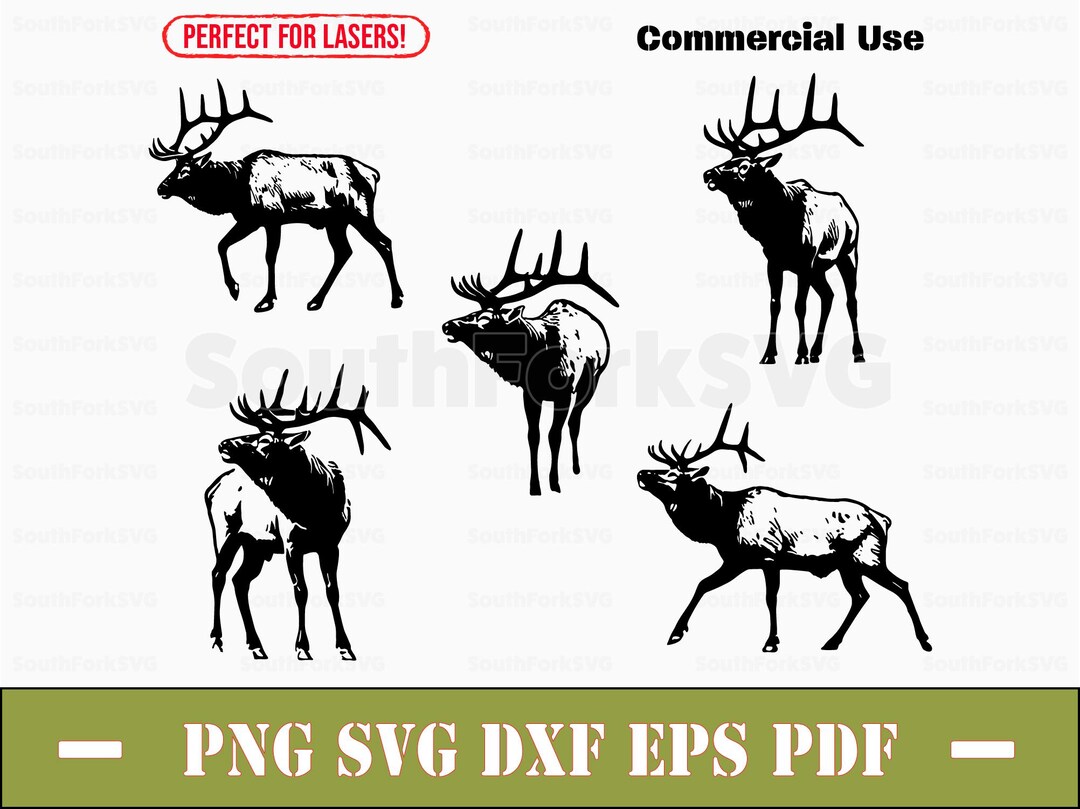 Simple Elk Bundle Svg Png Dxf Eps Pdf | Vector Graphic Cut File Laser ...