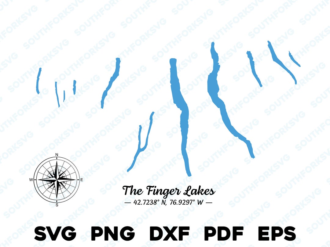 Finger Lakes New York Map Shape Silhouette Svg Png Dxf Pdf Eps Vector ...