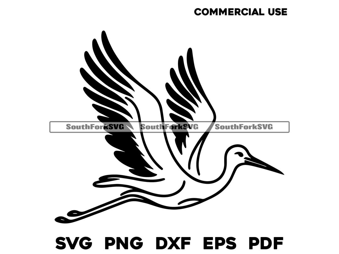 Simple Stork Svg Png Dxf Eps Pdf | Vector Graphic Cut File Laser Clip ...