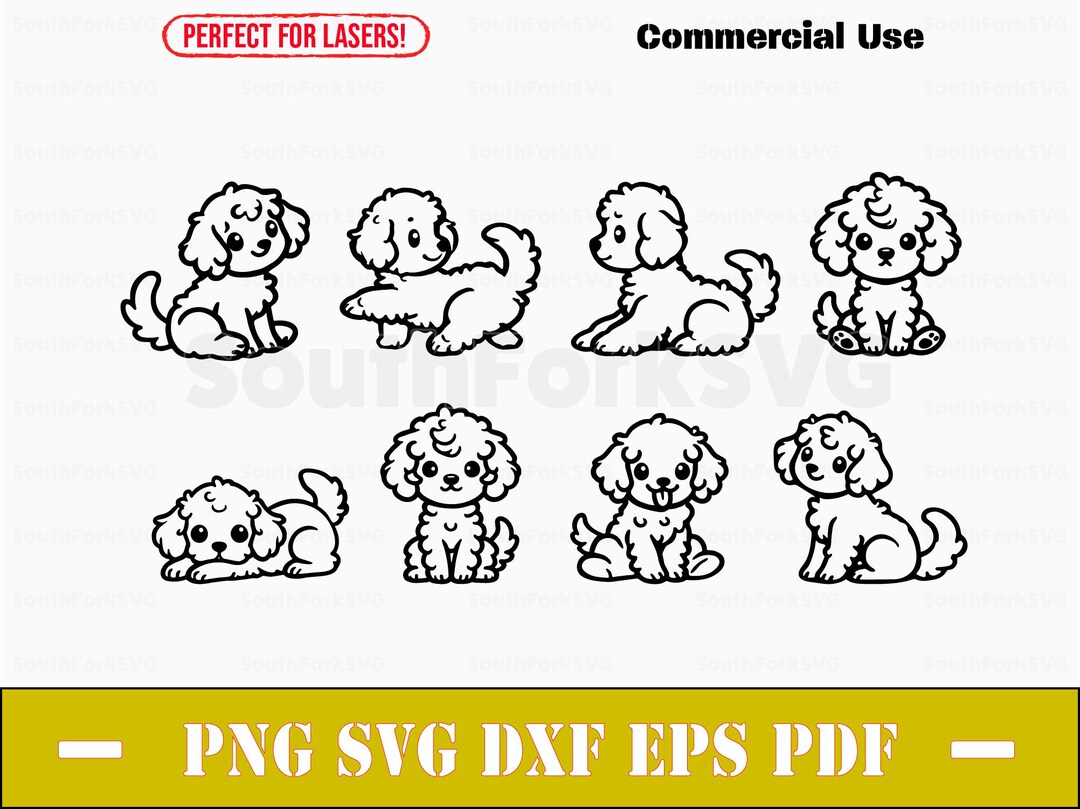 Goldendoodle Chibi Bundle Svg Png Dxf Eps Pdf | Vector Graphic Cut File ...