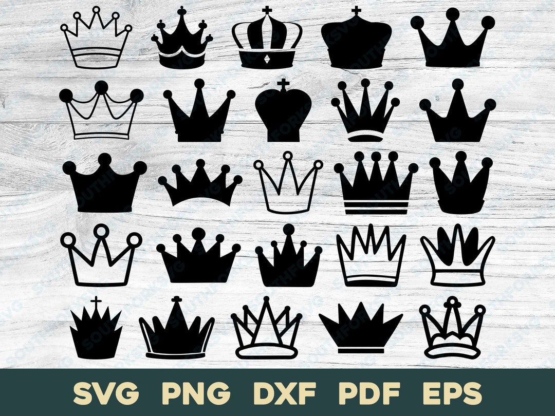 Coronas Simple Silueta & Contornos Paquete 1 / svg png dxf eps pdf ...