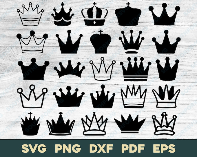 101 CROWNS BUNDLE SVG Svg Royal Crown Sketch Princess Tiara Cricut Cut ...