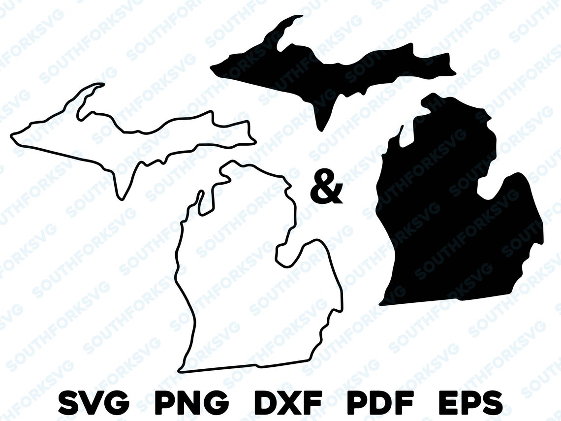 Simple Michigan State Silhouette & Outline Shapes Svg Png Dxf - Etsy