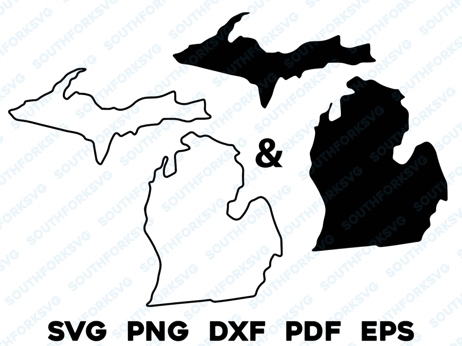 Simple Michigan State Silhouette & Outline Shapes Svg Png Dxf Pdf Eps ...