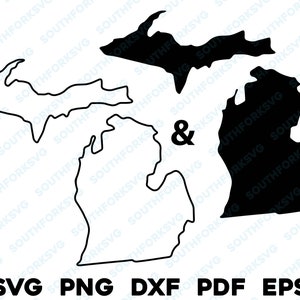Simple Michigan State Silhouette & Outline Shapes Svg Png Dxf Pdf Eps ...