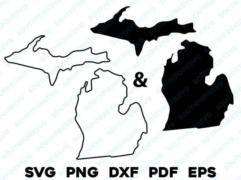 Simple Michigan State Silhouette & Outline Shapes Svg Png Dxf - Etsy