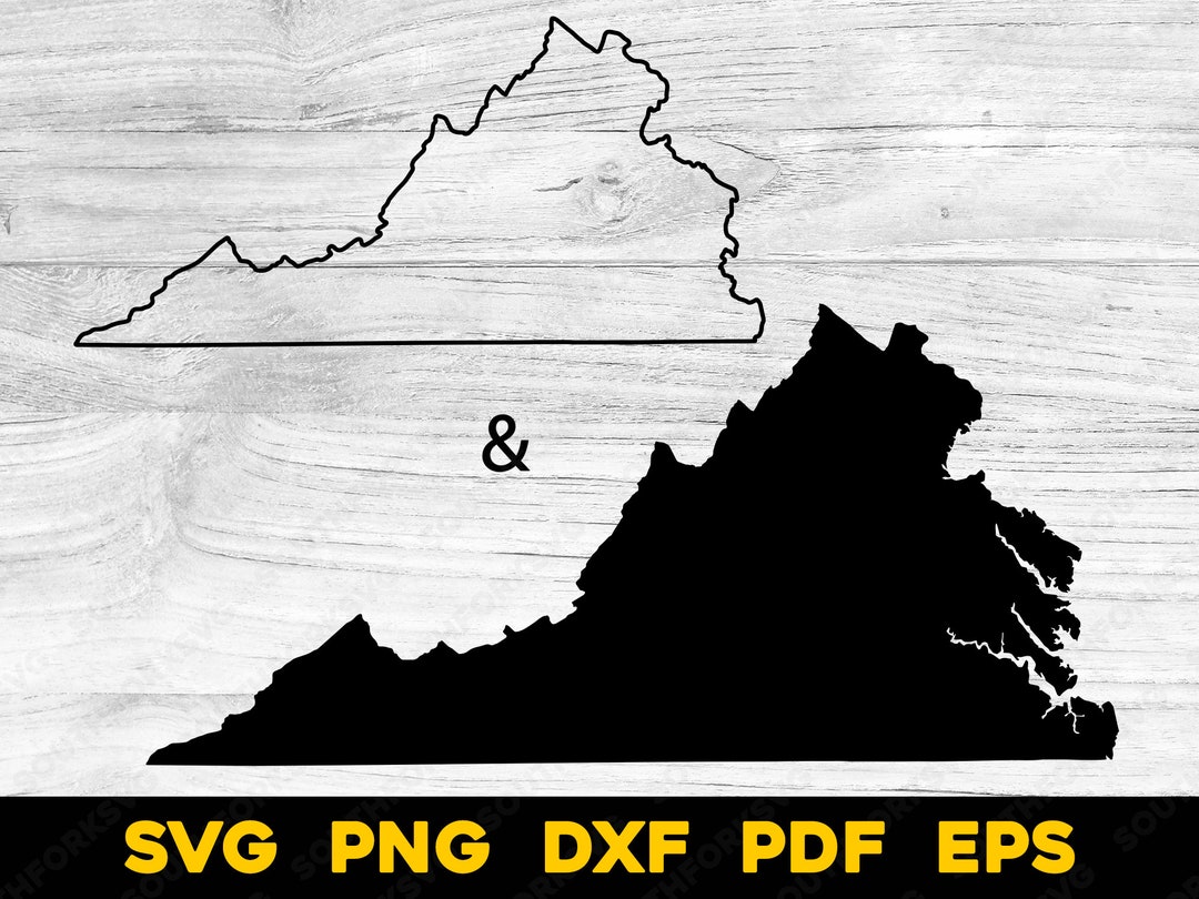 Virginia State Silhouette & Outline Shapes | Svg Png Dxf Pdf Eps ...