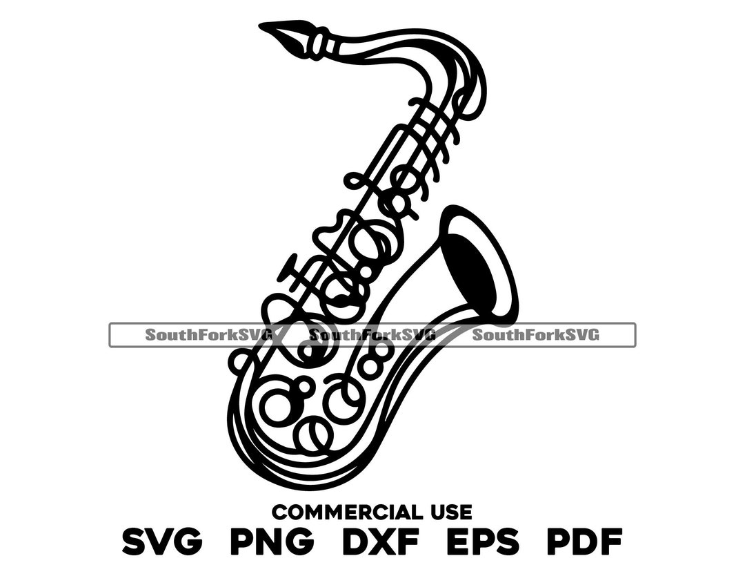 Saxophone Minimal Line Art Design Svg Png Dxf Eps Pdf | Vector Graphic ...