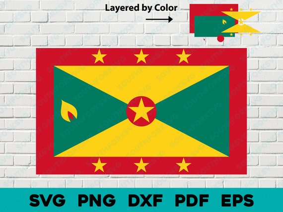Grenada National Country Flag Svg Png Dxf Eps Pdf Layered by - Etsy