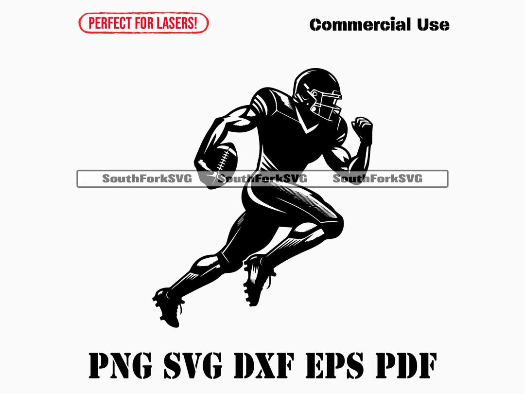 Football Player Running Svg Png Dxf Eps Pdf | Transparent Graphic ...