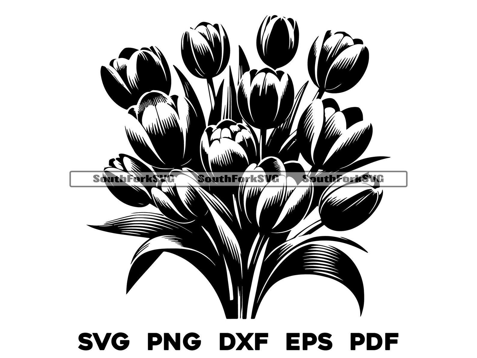 Tulips Flower Floral Design Svg Png Dxf Eps Pdf Vector Graphic Cut File ...