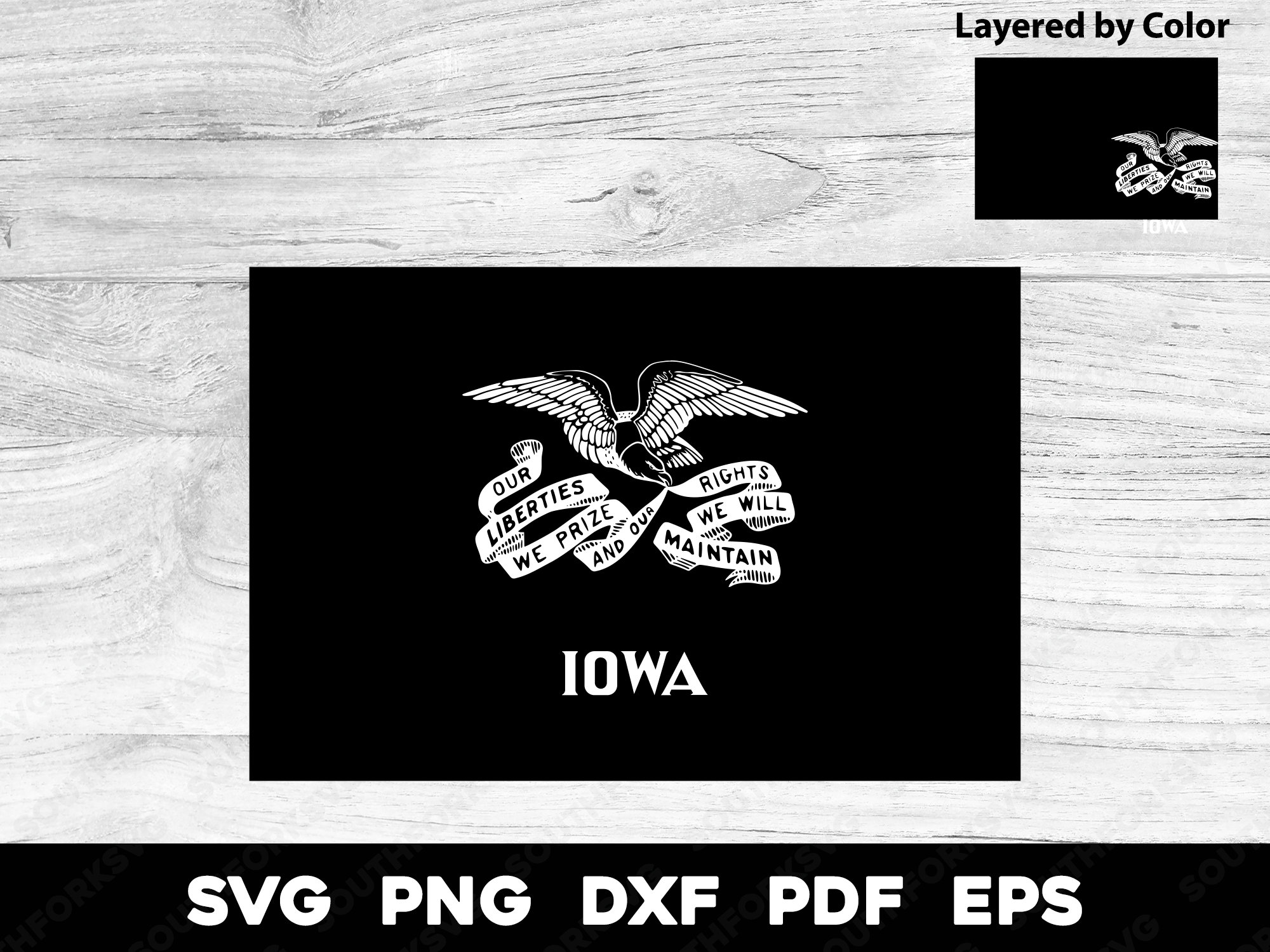 Iowa State Flag Black & White Svg Png Dxf Eps Pdf Layered - Etsy