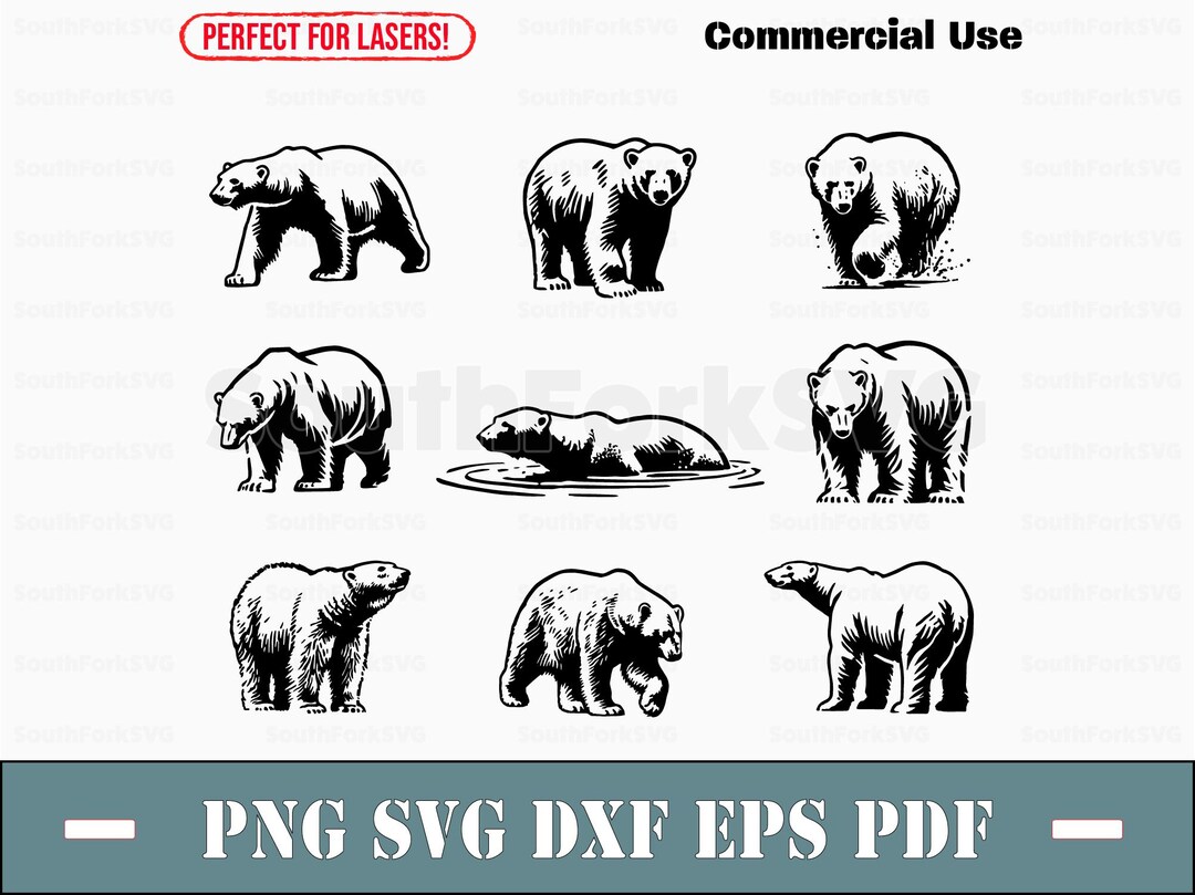 Polar Bear Bundle Svg Png Dxf Eps Pdf | Laser Engrave Cut Print Files ...