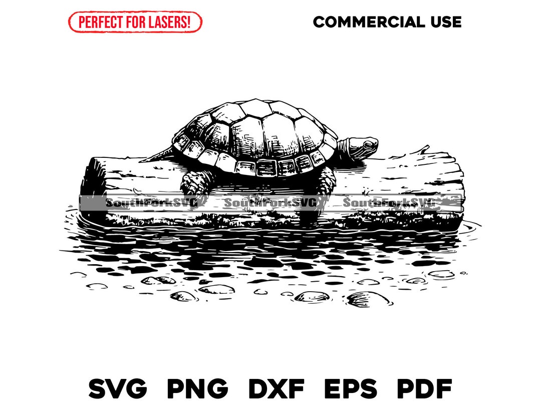 Turtle Floating on a Log Laser Engrave Files Svg Png Dxf Eps Pdf ...