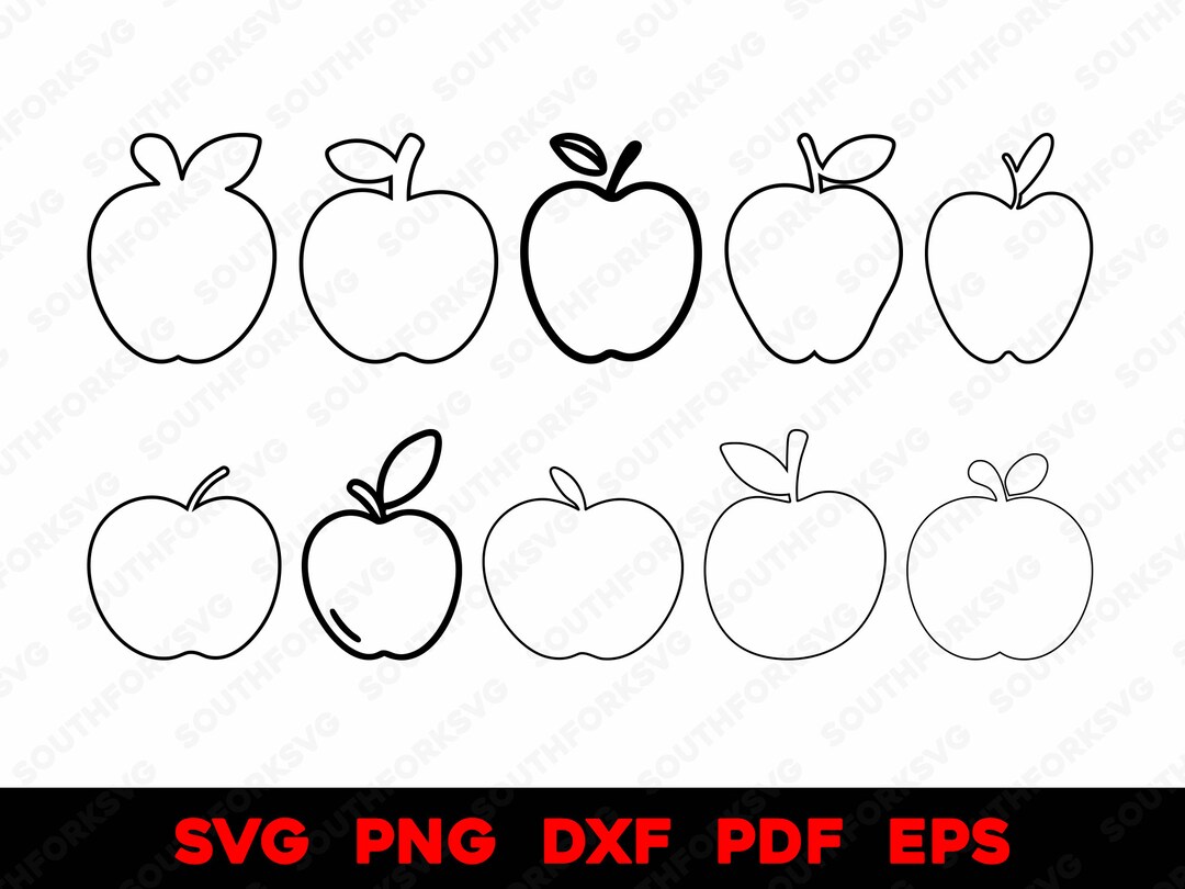 Apple Outlines Bundle 1 | Svg Png Dxf Eps Pdf | Vector Graphic Design ...