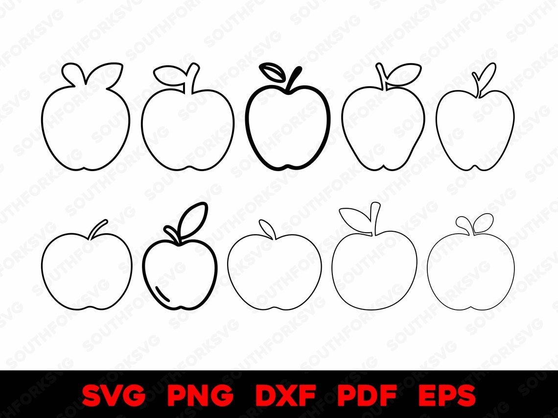 Apple Outlines Bundle 1 | Svg Png Dxf Eps Pdf | Vector Graphic Design ...