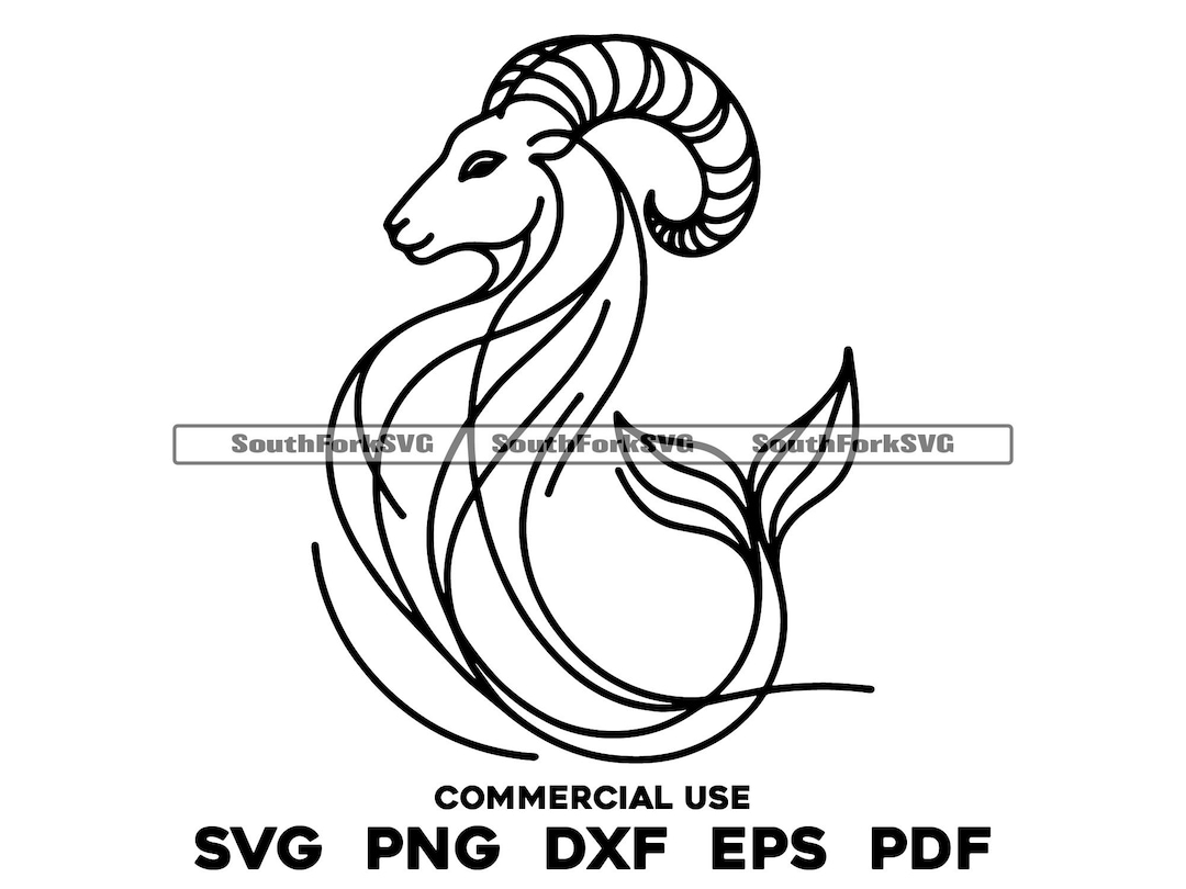 Capricorn Zodiac Sign Line Art Svg Png Dxf Pdf Eps | Vector Graphic ...