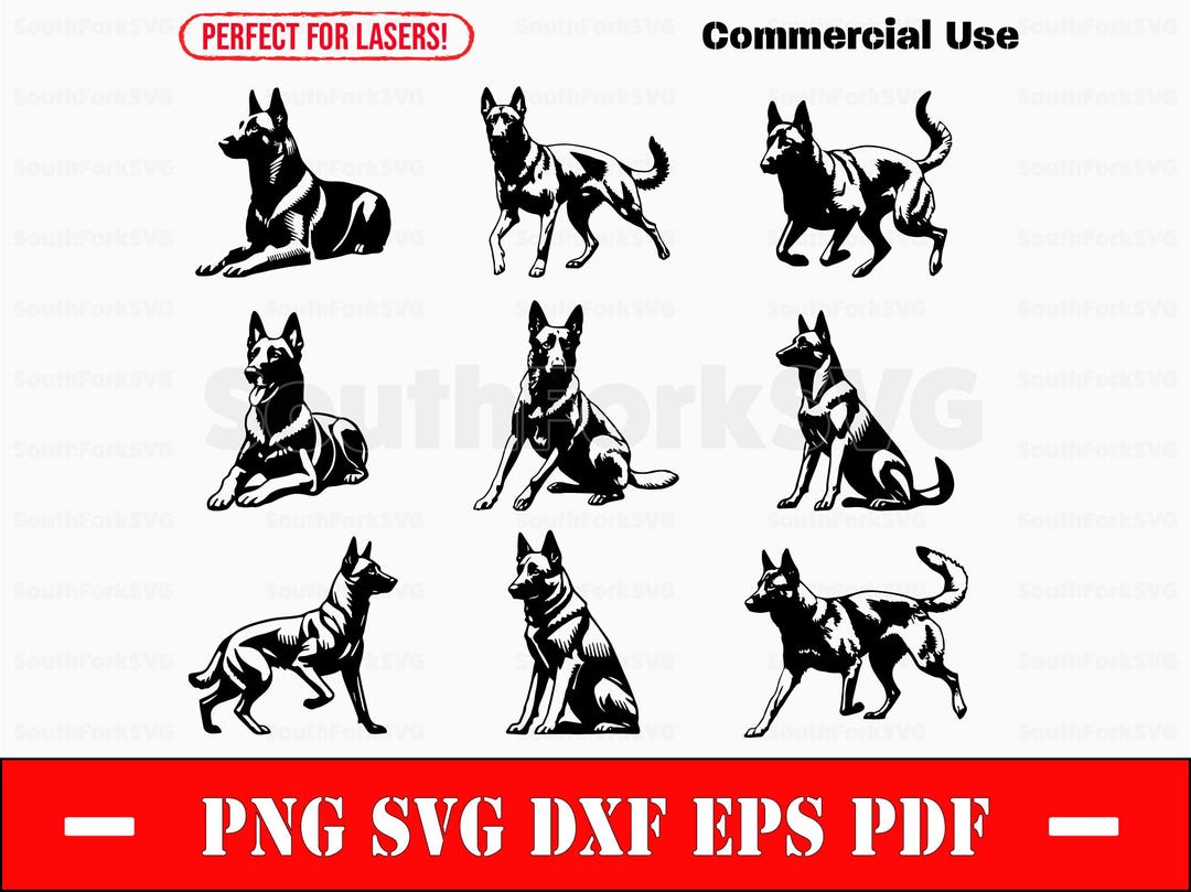 Simple Belgian Malinois Bundle Svg Png Dxf Eps Pdf | Vector Graphic Cut ...