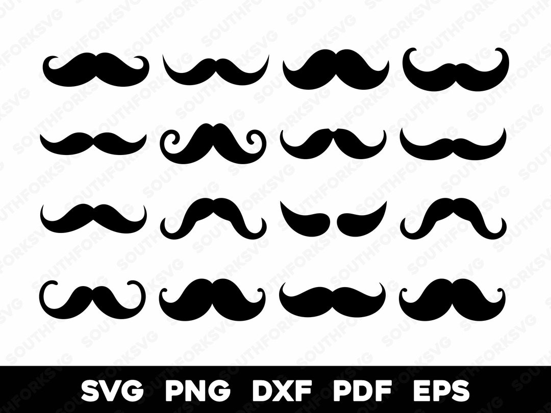 Mustaches Bundle Svg Png Dxf Eps Pdf Vector Graphic Cut File Laser Clip ...