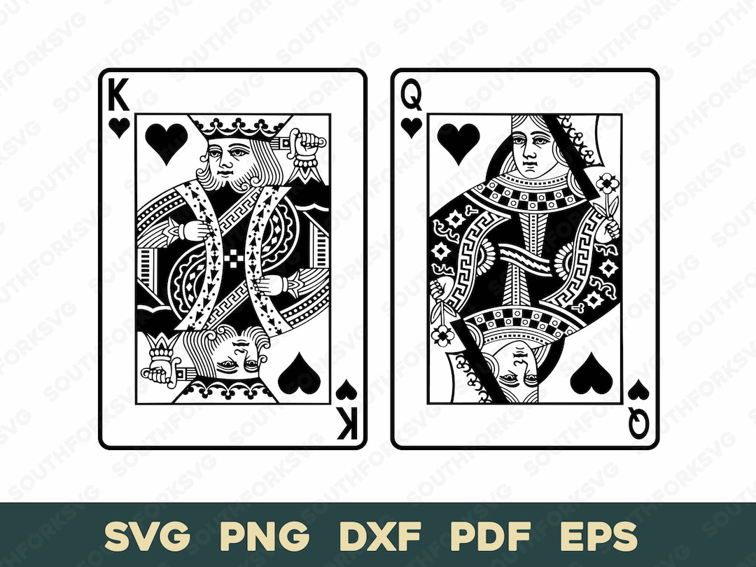 King & Queen of Hearts Playing Cards | Svg Png Dxf Eps Pdf ...