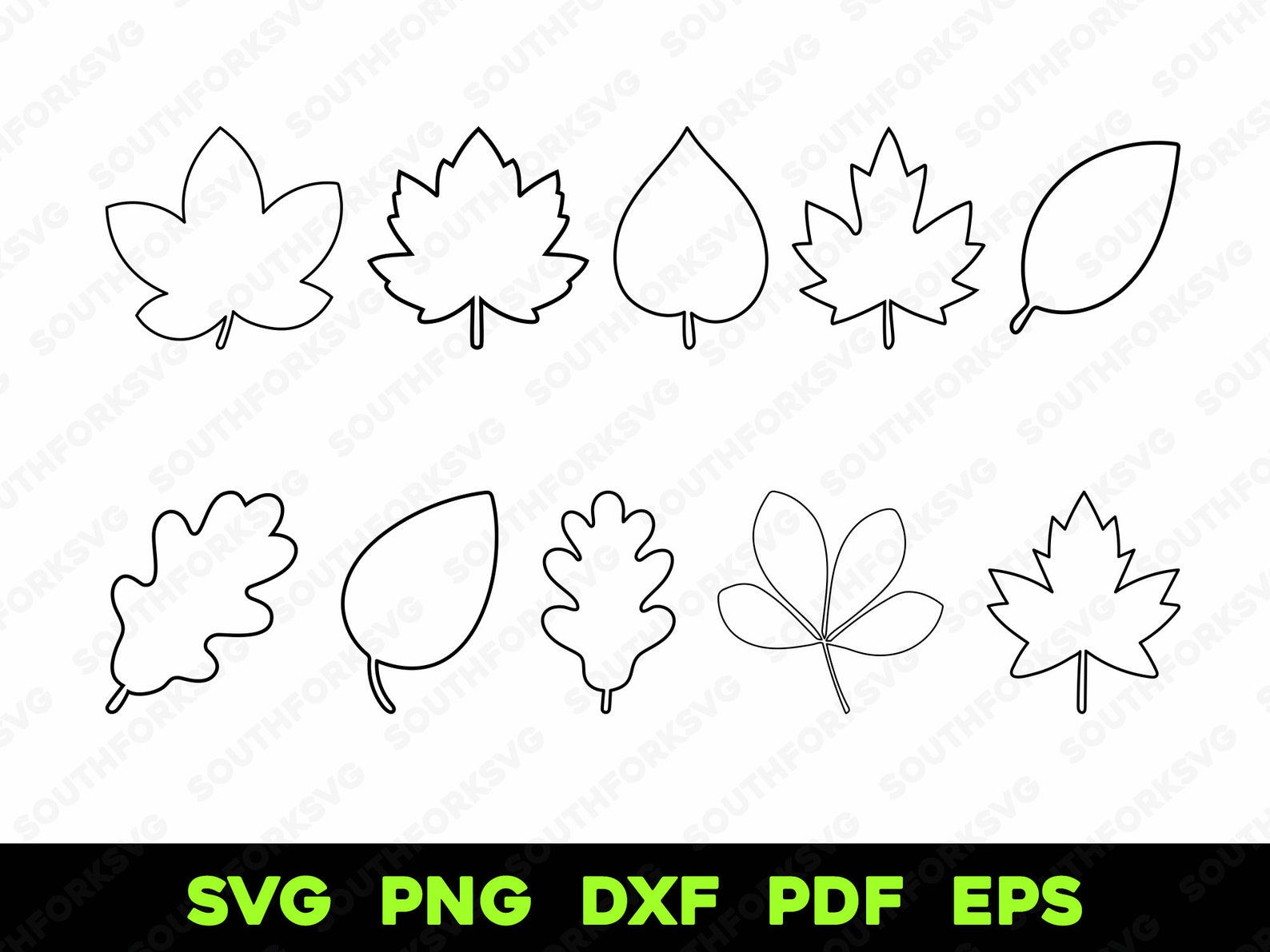 Contours de feuilles, lot 1 | svg png dxf eps pdf | Conception ...