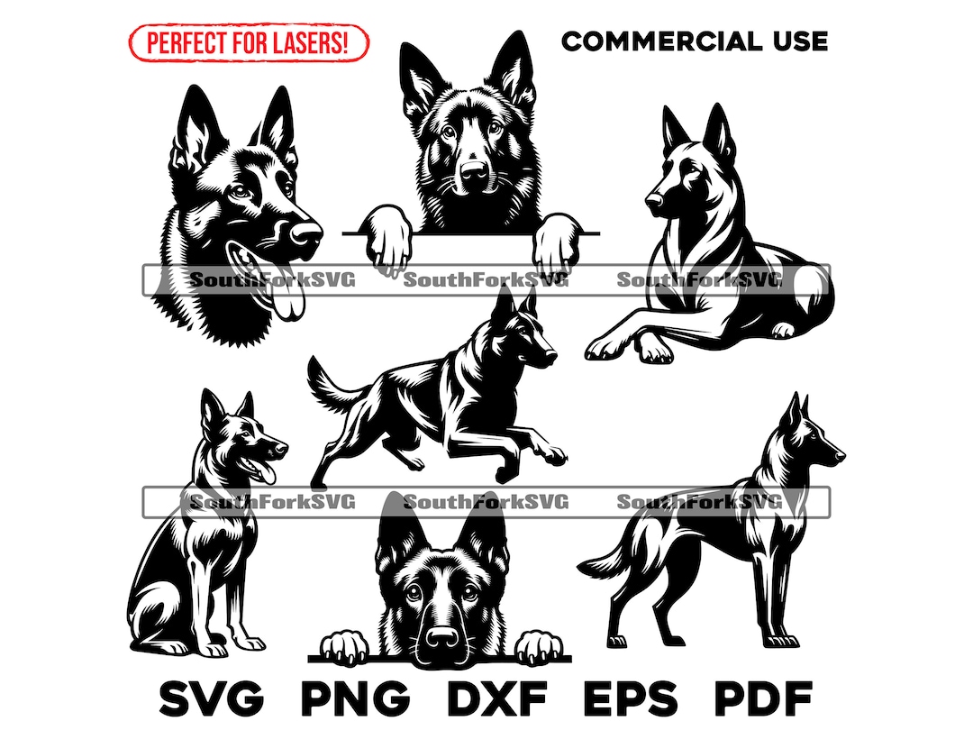 Belgian Malinois Dog Designs Bundle | Svg Png Dxf Eps Pdf | Vector ...