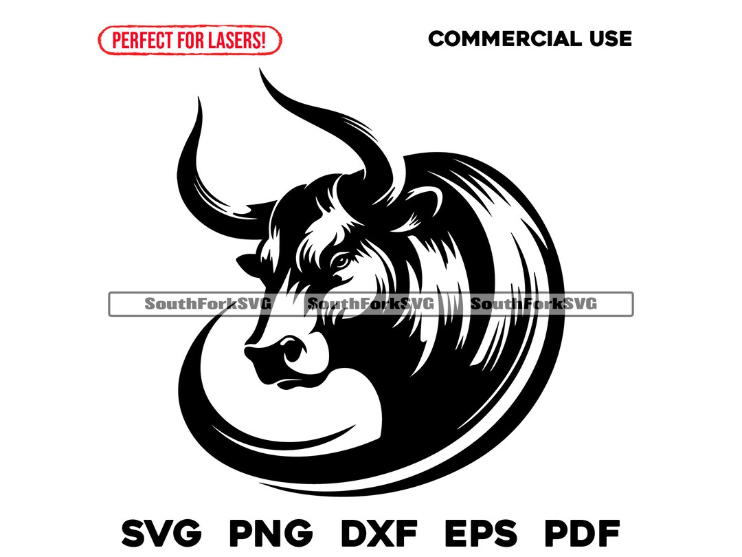 Bull Taurus Design Svg Png Dxf Eps Pdf | Vector Design Cut Print Dye ...