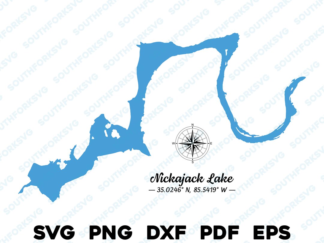 Nickajack Lake Tennessee Map Shape Silhouette Svg Png Dxf Pdf Eps ...