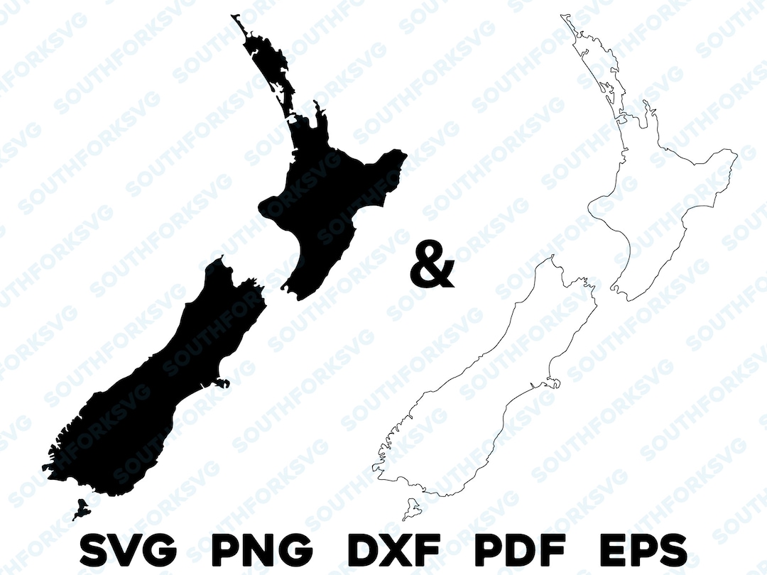 New Zealand Country Silhouette & Outline Shapes Svg Png Dxf Pdf Eps ...