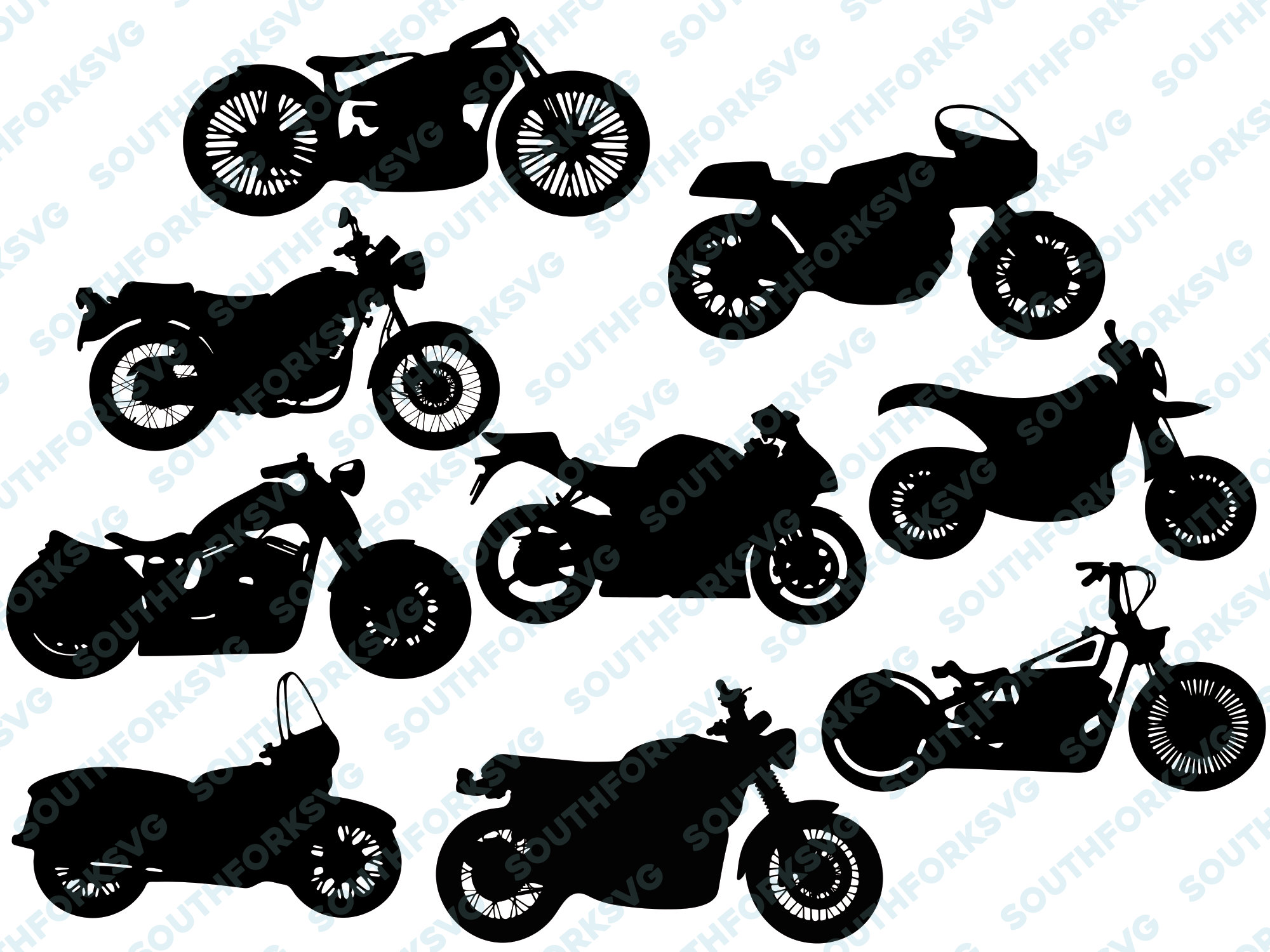 Motorcycle SVG Bundle Silhouette PNG DXF Cut File Design Vector Biker ...